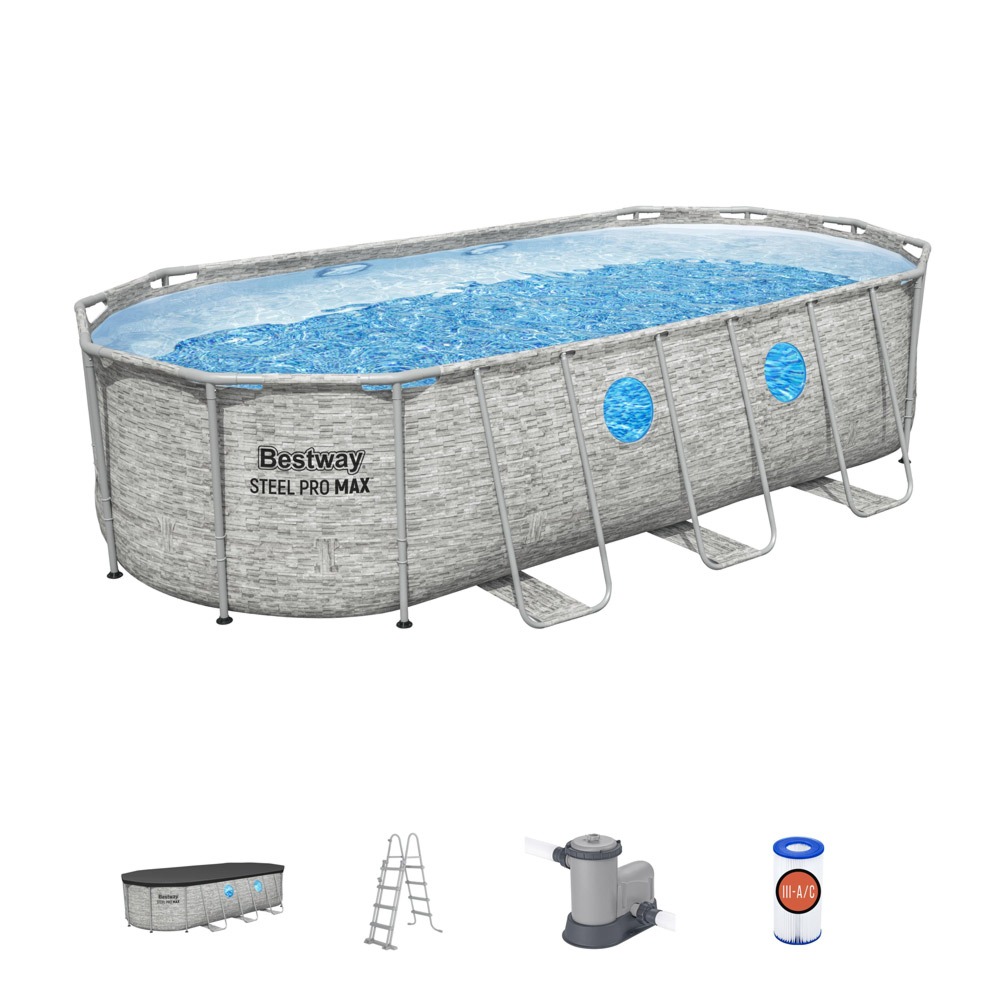 Bestway® ovalni Steel Pro MAX™ Splashview™ kamen 549 x 274 cm